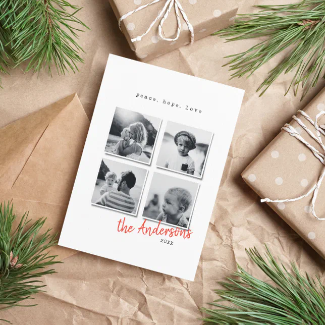 Modern minimal Christmas photo Holiday Card | Zazzle