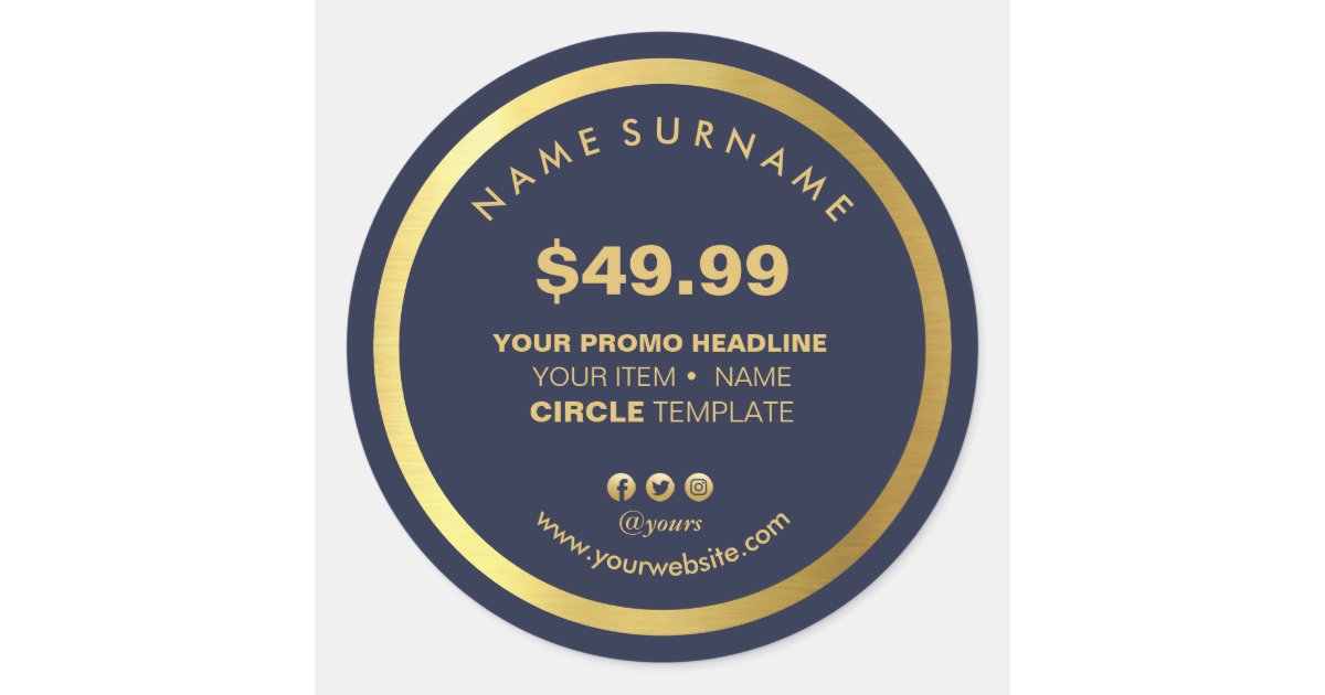 Modern Minimal Circle Promotional Marketing Price Classic Round Sticker ...