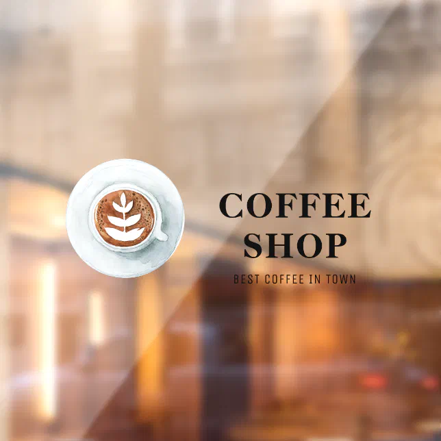 Modern Minimal Coffee Shop Professional Window Cling | Zazzle
