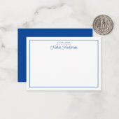 Modern Minimal Cursive Script Blue Note Card | Zazzle