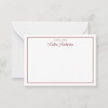 Modern Minimal Cursive Script Maroon Note Card | Zazzle