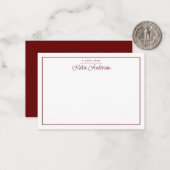 Modern Minimal Cursive Script Maroon Note Card | Zazzle