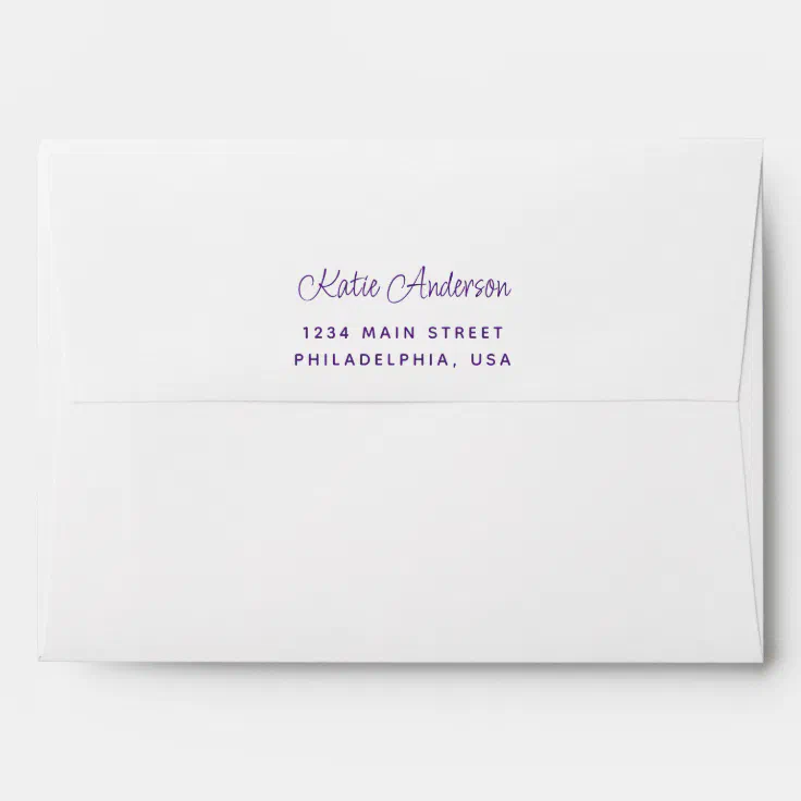 Modern Minimal Cursive Script Purple Professional Envelope Zazzle