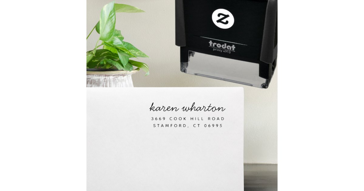 Modern Minimal Custom Name Return Address Self-inking Stamp | Zazzle