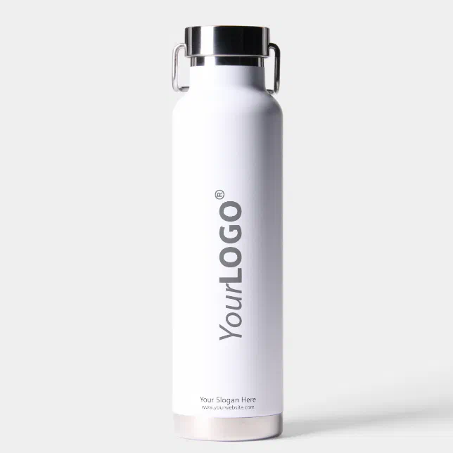Modern Minimal Custom Vertical Logo Corporate Swag Water Bottle | Zazzle