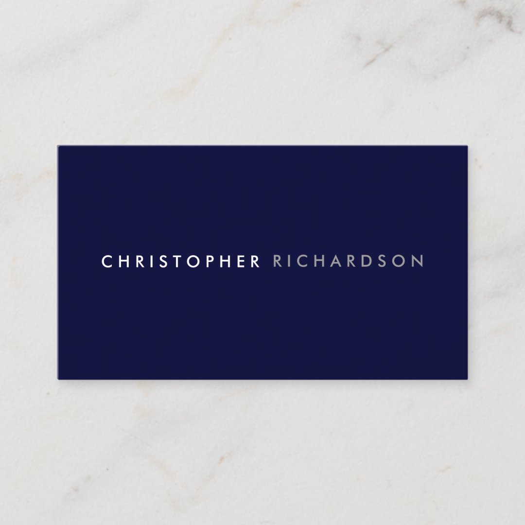 MODERN & MINIMAL Dark Navy Blue Business Card | Zazzle