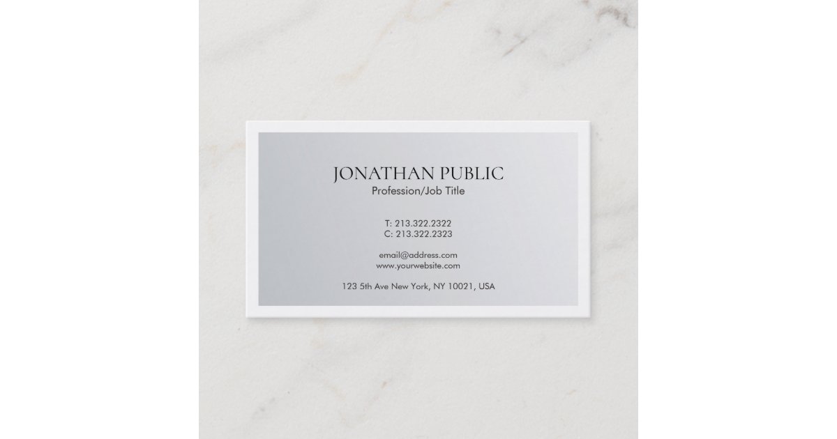 Modern Minimal Design Trendy Elegant Silver Look Business Card | Zazzle