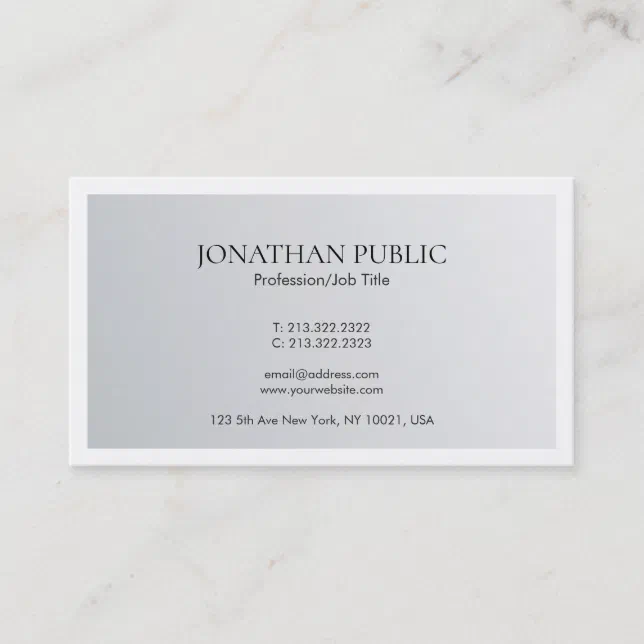 Modern Minimal Design Trendy Elegant Silver Look Business Card | Zazzle