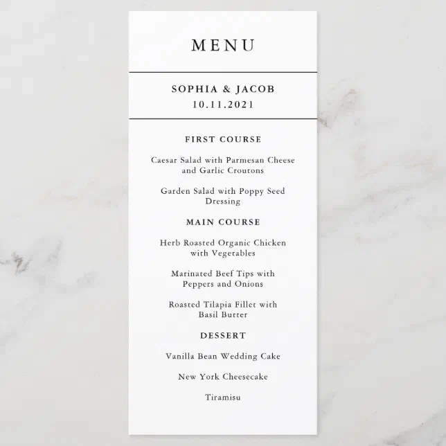 Modern Minimal | Editable Color Border Menu | Zazzle