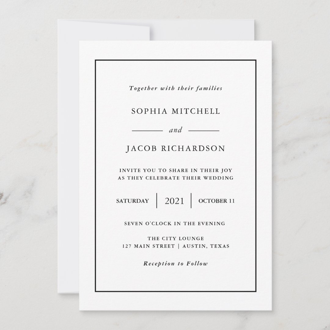 Modern Minimal | Editable Color Border Wedding Invitation | Zazzle