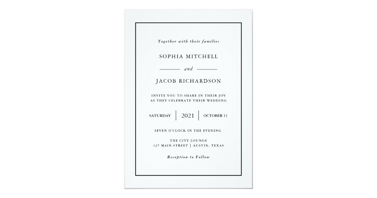 Modern Minimal | Editable Color Border Wedding Invitation | Zazzle.com