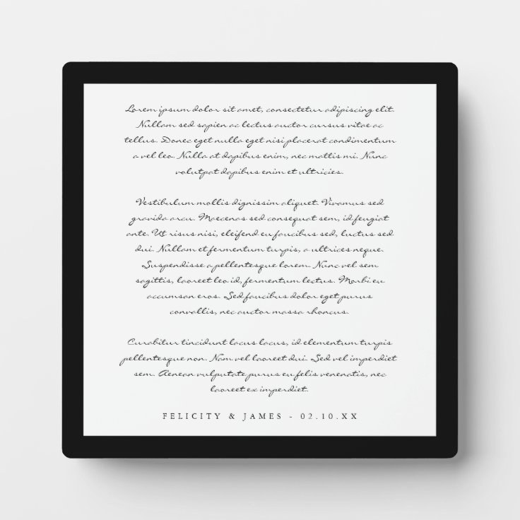 Modern Minimal & Elegant Black/White Wedding Vows Plaque | Zazzle