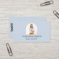 Modern minimal elegant blue simple arch photo business card | Zazzle