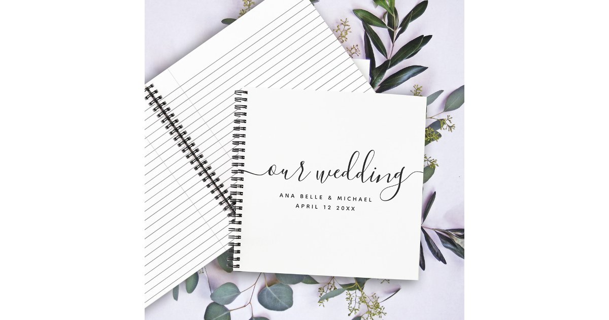 Modern Minimal Elegant Calligraphy Wedding Guest Notebook | Zazzle