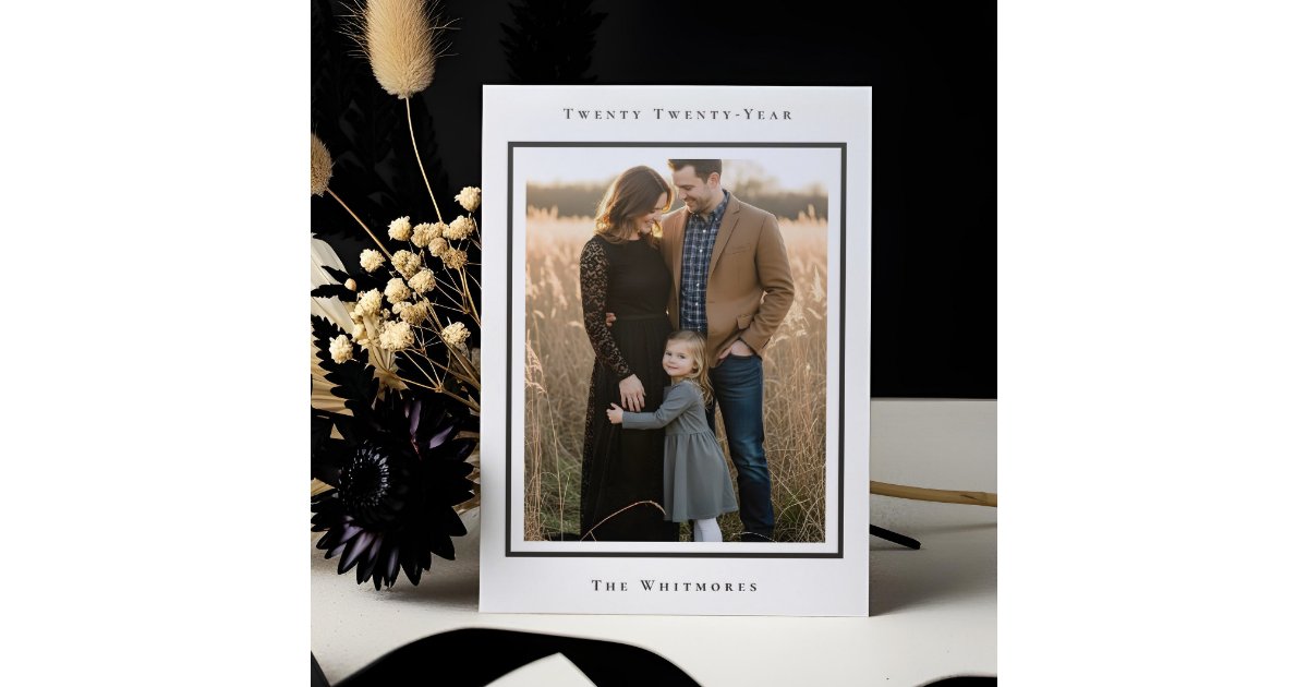 Modern Minimal Elegant Photo Frame Christmas Letterpress Photo Cards