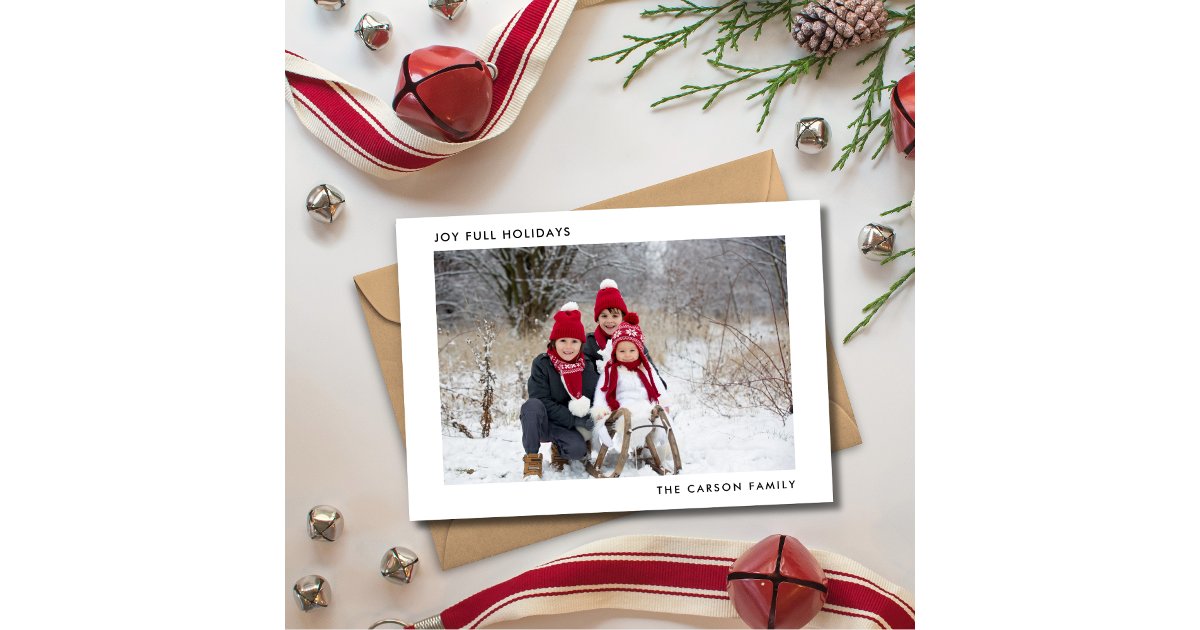 Modern Minimal Elegant Photo Holiday Card | Zazzle