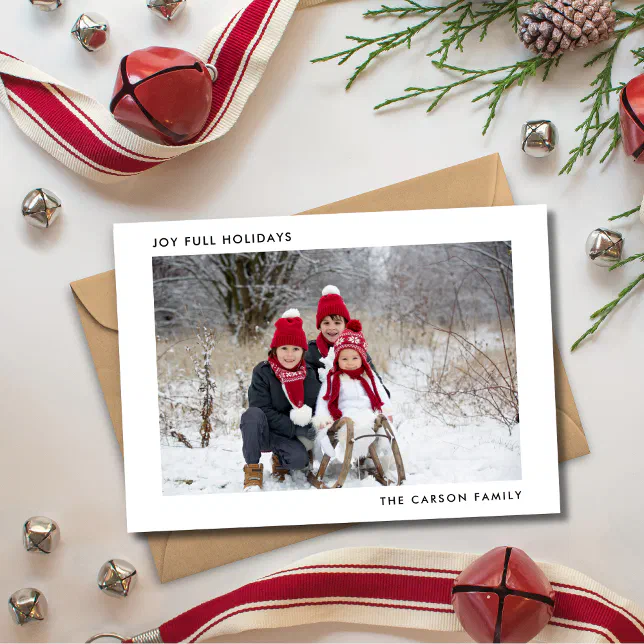 Modern Minimal Elegant Photo Holiday Card | Zazzle
