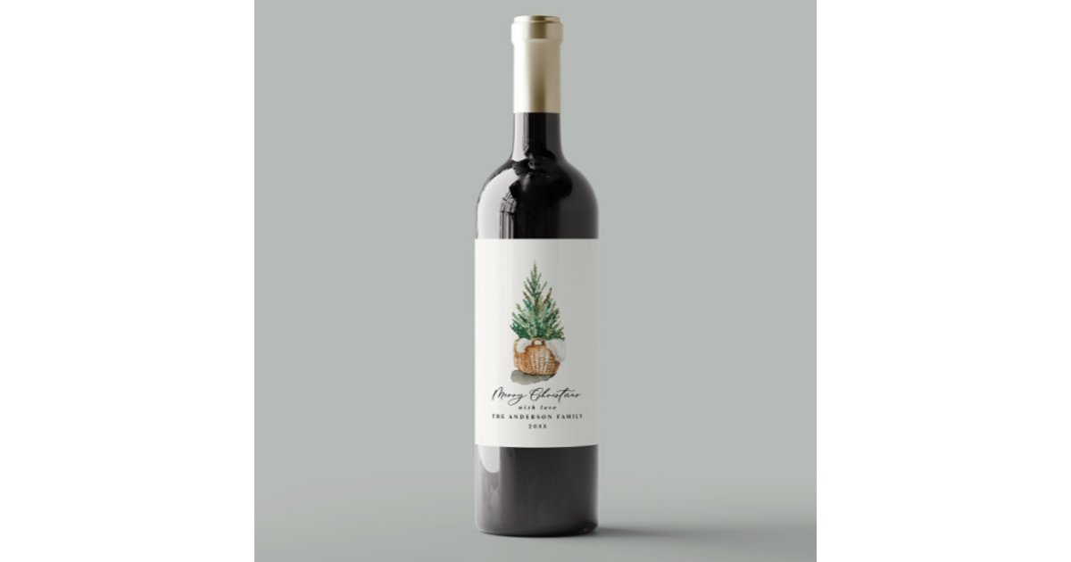 modern minimal elegant simple natural winter wine label | Zazzle