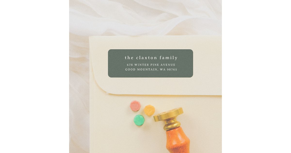 Modern & Minimal Family Name Green Return Address Label | Zazzle