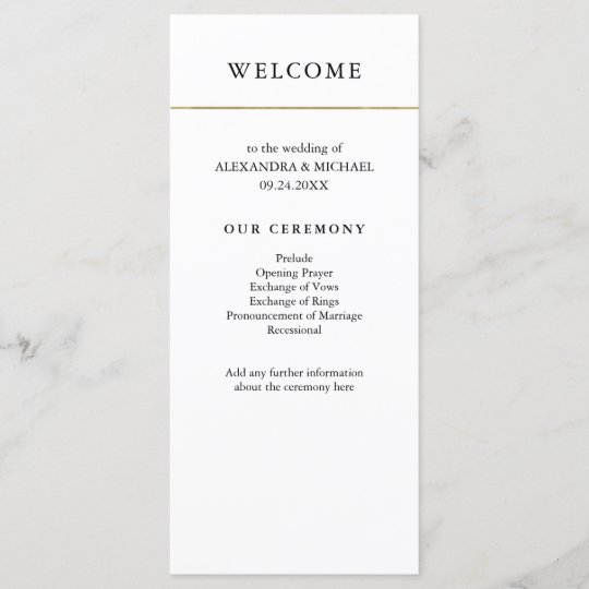Modern Minimal | Faux Gold Border Wedding Program | Zazzle.com