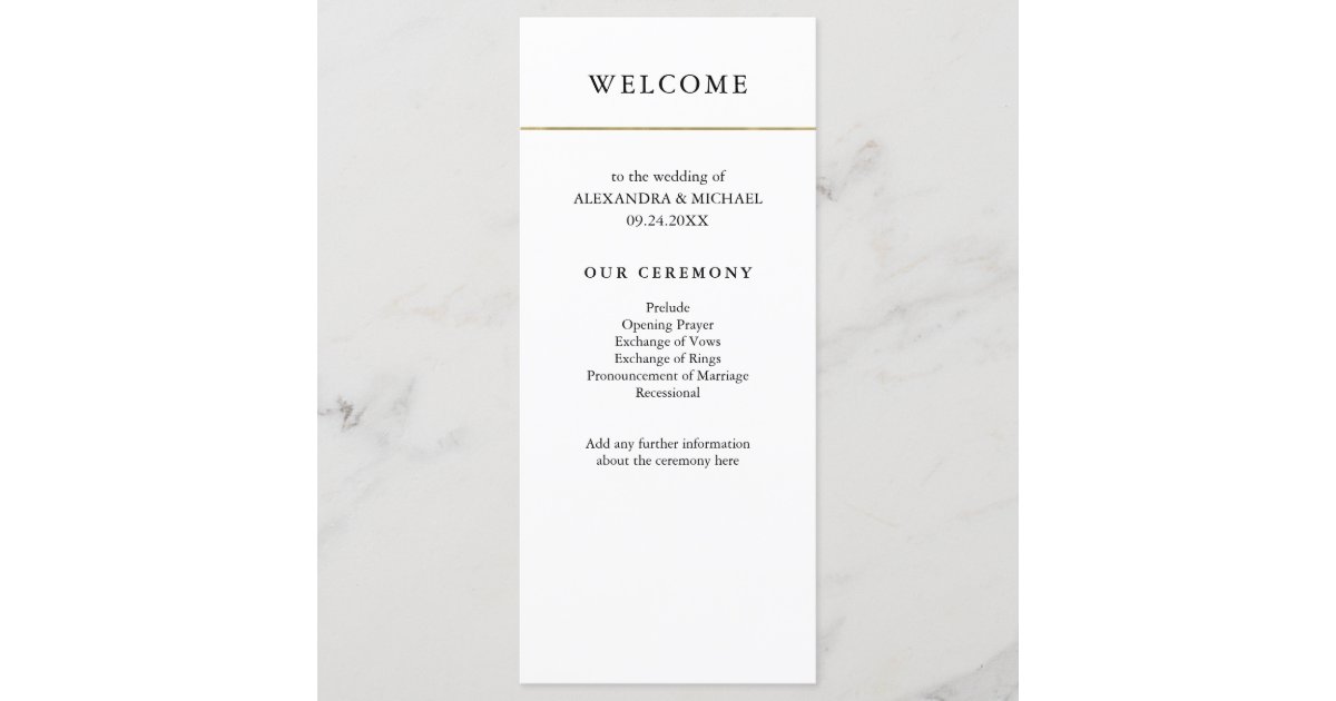 Modern Minimal | Faux Gold Border Wedding Program | Zazzle