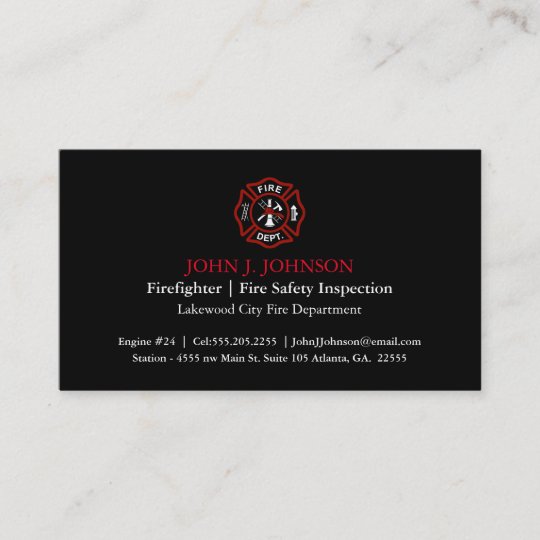 Modern Minimal Firefighter | Fire Inspector Business Card | Zazzle.com