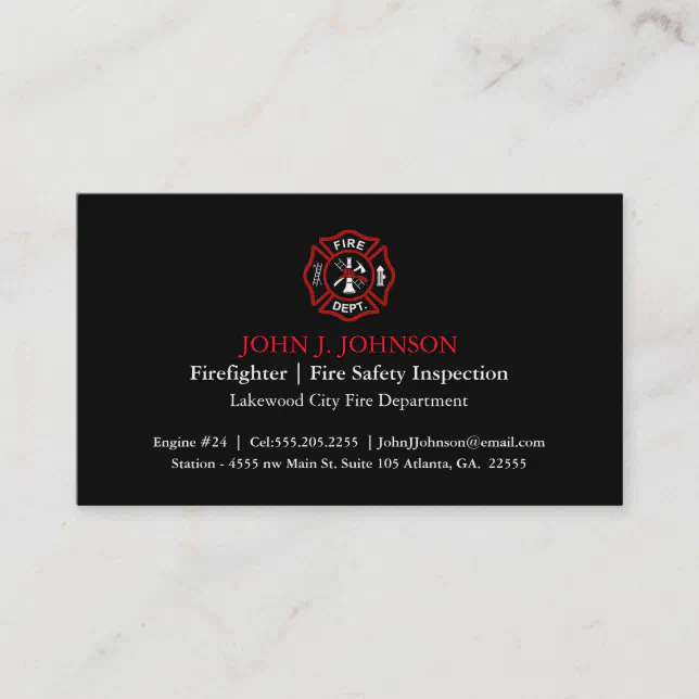 Modern Minimal Firefighter | Fire Inspector Business Card | Zazzle