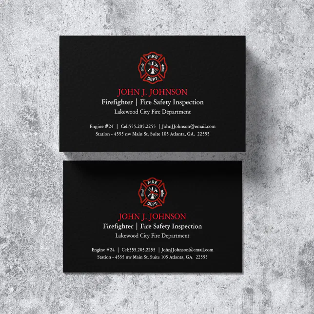 Modern Minimal Firefighter | Fire Inspector Business Card | Zazzle