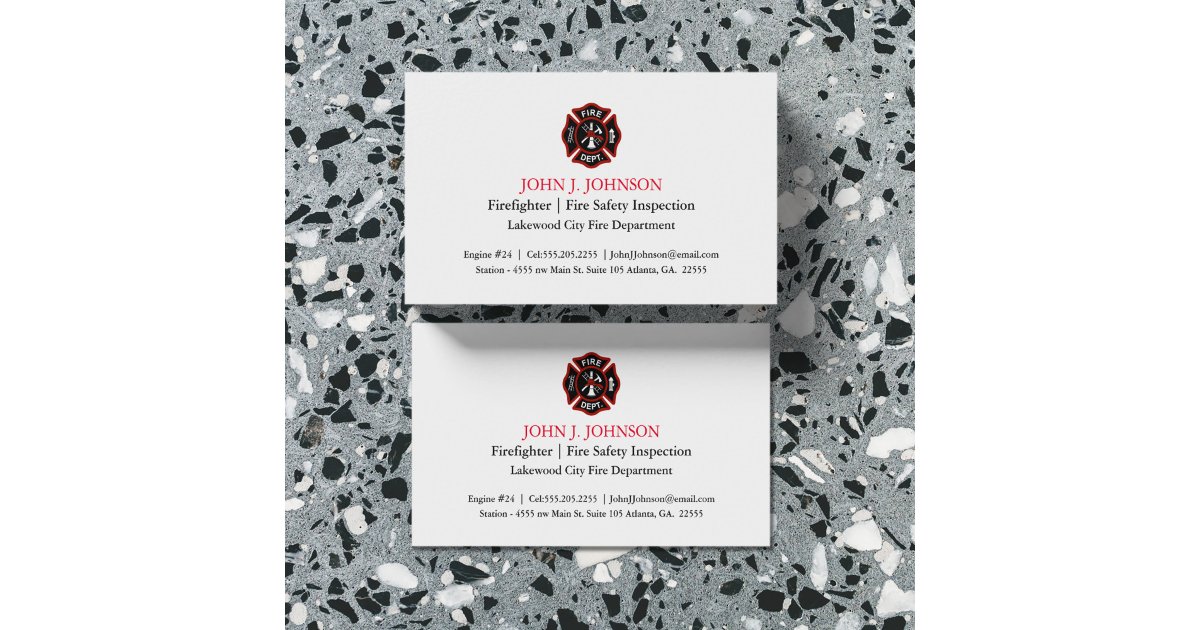 Modern Minimal Firefighter | Fire Inspector White Business Card | Zazzle