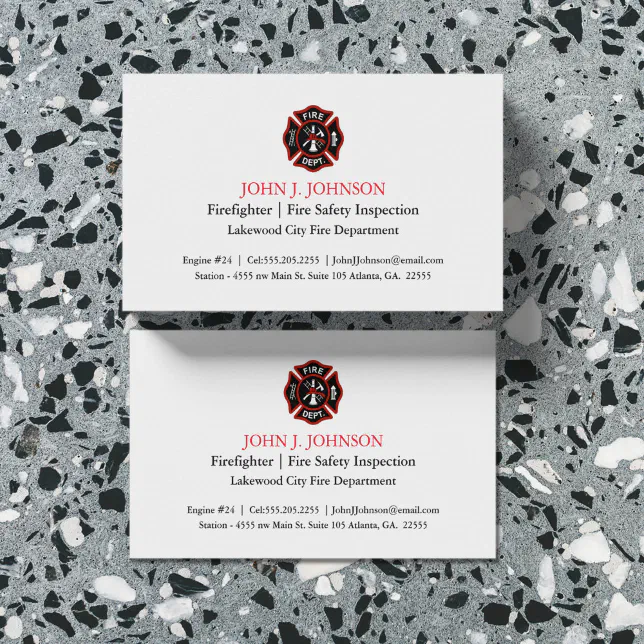 Modern Minimal Firefighter | Fire Inspector White Business Card | Zazzle