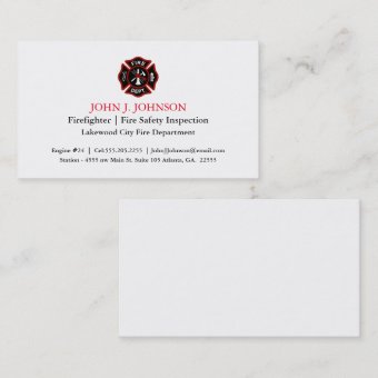 Modern Minimal Firefighter | Fire Inspector White Business Card | Zazzle