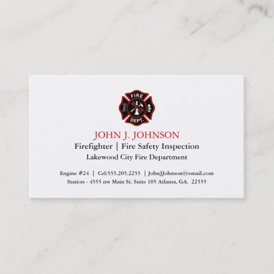 Modern Minimal Firefighter | Fire Inspector White Business Card ...