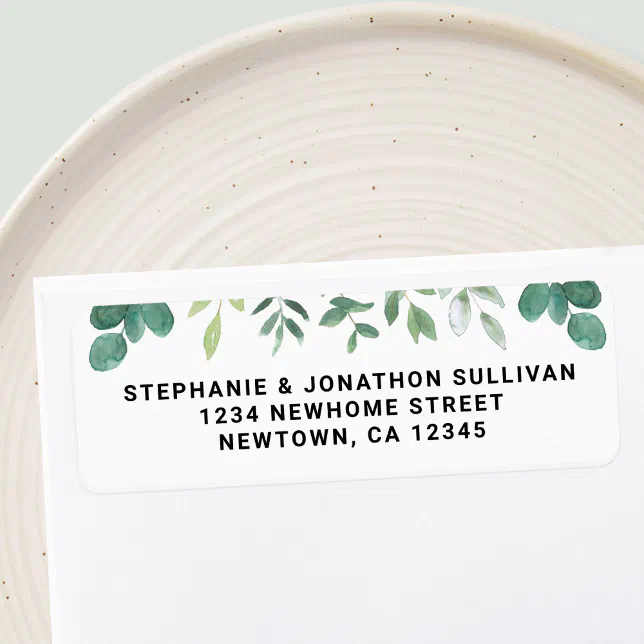 Modern Minimal Foliage Return Address Label | Zazzle