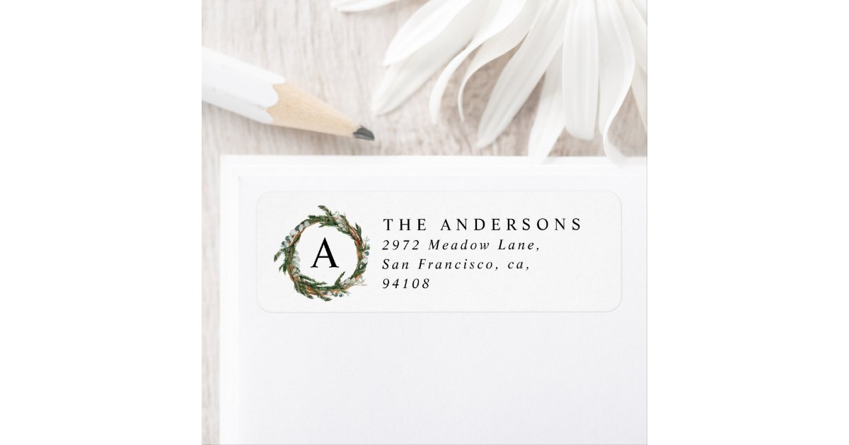 Modern minimal foliage winter green blue foliage label | Zazzle