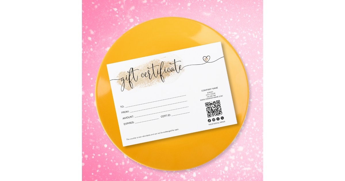 modern minimal gift card certificate logo QR code | Zazzle