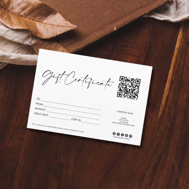modern minimal gift card certificate logo QR code | Zazzle