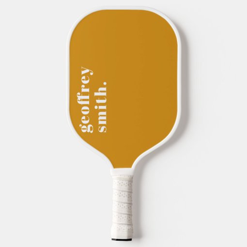 Modern Minimal Golden Yellow Your Custom Name Pickleball Paddle | Zazzle