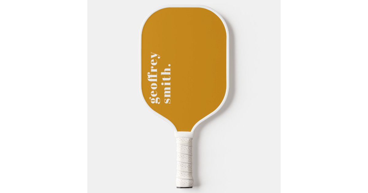 Modern Minimal Golden Yellow Your Custom Name Pickleball Paddle | Zazzle