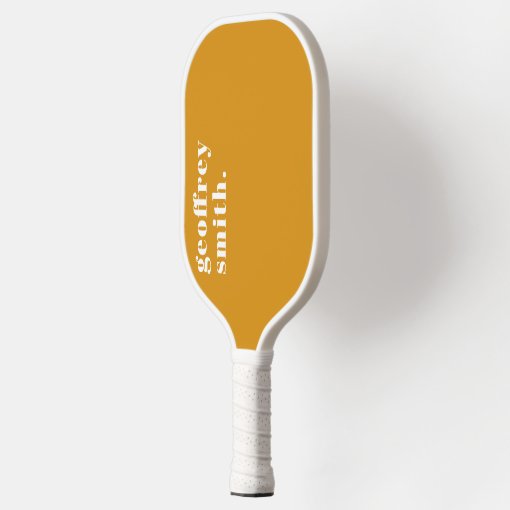 Modern Minimal Golden Yellow Your Custom Name Pickleball Paddle | Zazzle