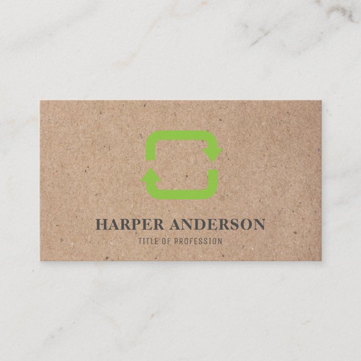 Modern Minimal Green Eco Recycle Professional Business Card | Zazzle