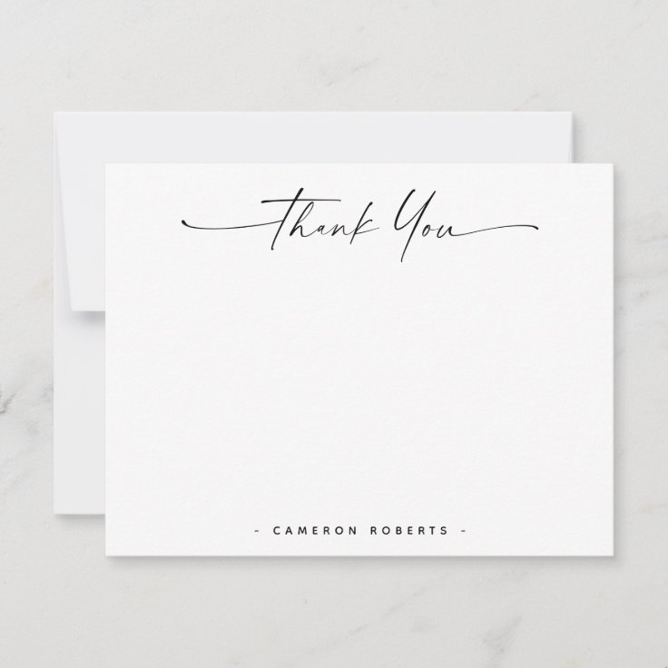 Modern minimal handwritten script blank thank you note card | Zazzle