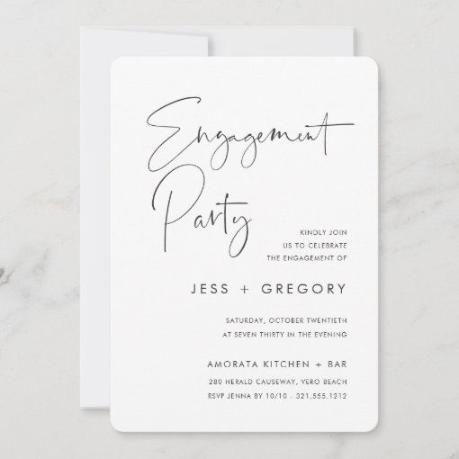 Modern Minimal Handwritten Script Engagement Party Invitation | Zazzle