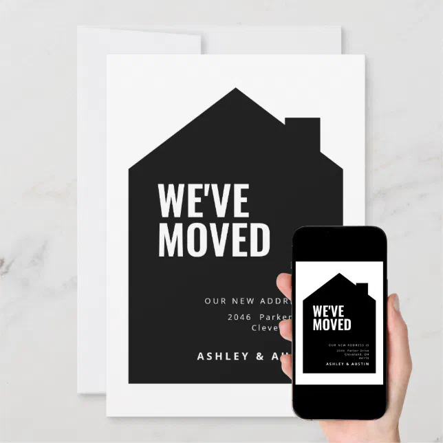 Modern Minimal House Shape We've Moved New Home Announcement | Zazzle