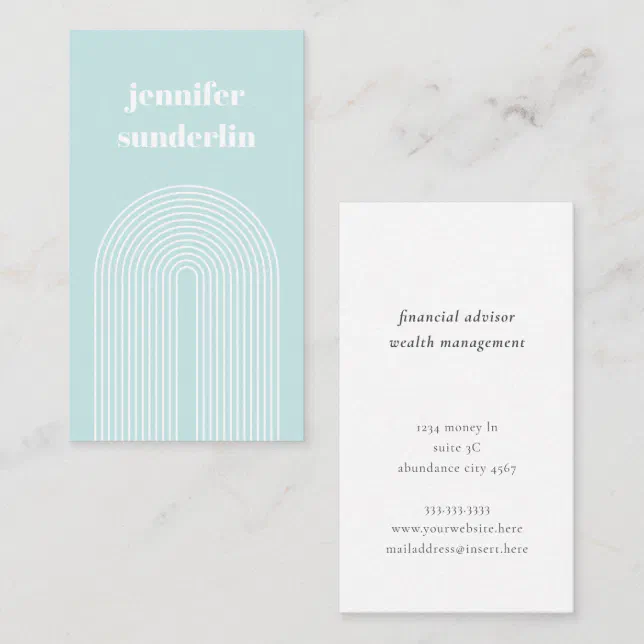 Modern Minimal Ice Blue Name Geometric Arch Business Card | Zazzle