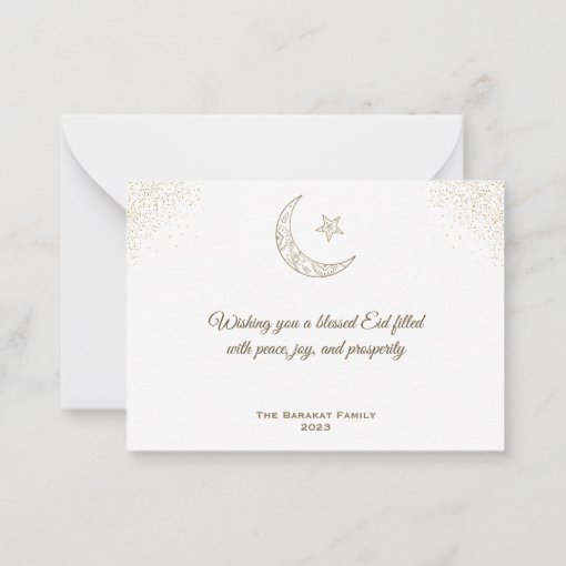 Modern Minimal Islamic Eid Mubarak Note Card | Zazzle