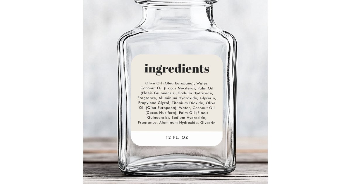 Modern minimal ivory ingredient list product label | Zazzle