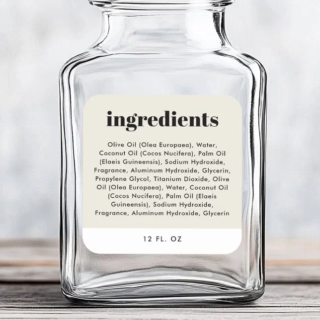 Modern minimal ivory ingredient list product label | Zazzle