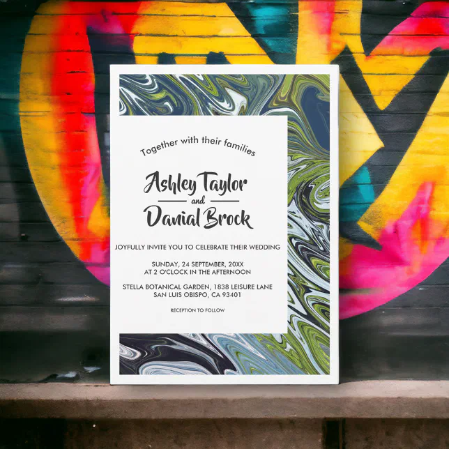 Modern Minimal Landscape Abstract Artistic Wedding Invitation | Zazzle