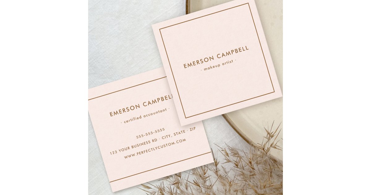 Modern minimal light blush pink feminine square business card | Zazzle