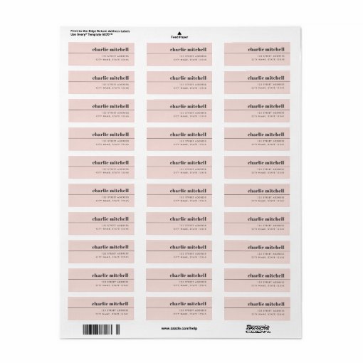 Modern minimal light blush pink return address label | Zazzle